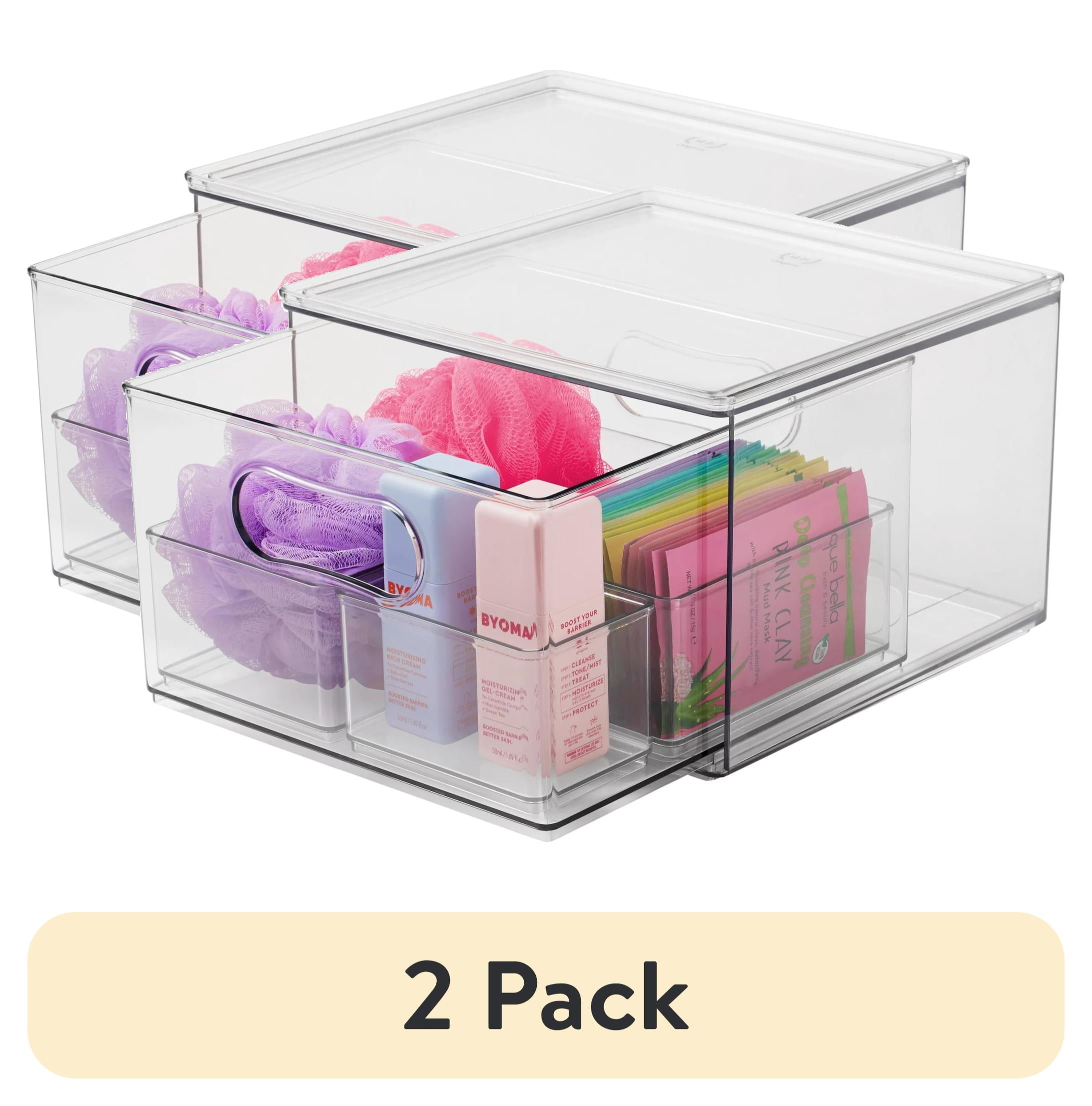 (2 pack) The Home Edit 4 Piece Bath Storage Edit Clear Plastic Modular Storage System 10.63" x 7 ...