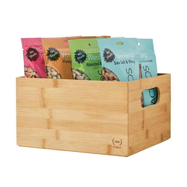 The Home Edit Small Bamboo Bin Storage Organizer, 9.5" x 10.5" x 6 ...