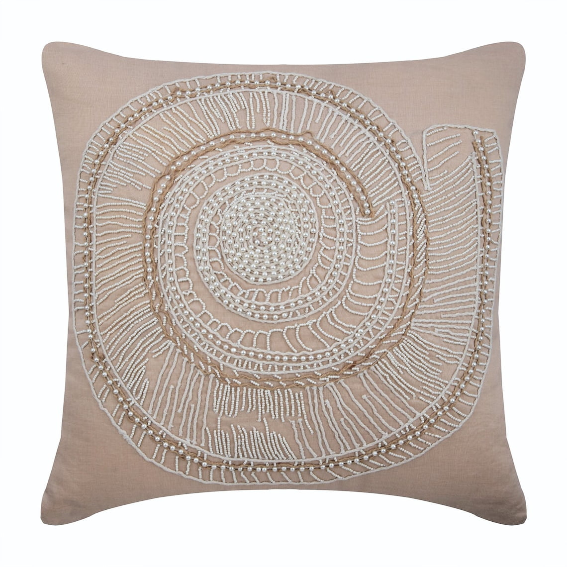 The HomeCentric Beige Pillow Cover, Pearls Jute Snail Sea Creatures ...