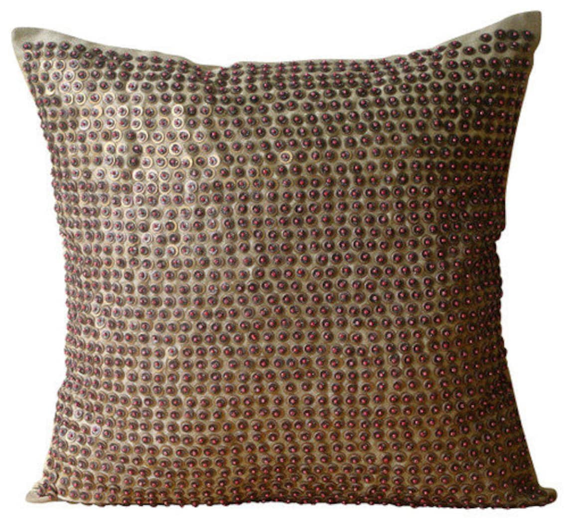 The HomeCentric Brown Pillow Shams, Sequins Beaded Dotted Sparkly ...