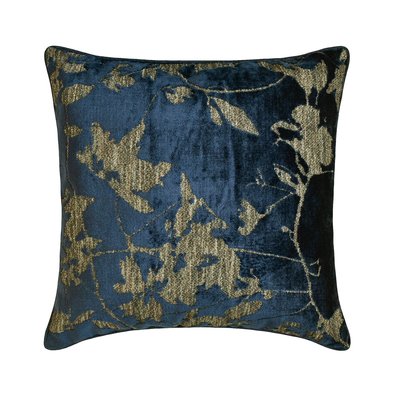 The HomeCentric Decorative Blue Pack of 2, 16"x16" (40x40 cm) Throw Pillow Covers, Velvet Floral ...