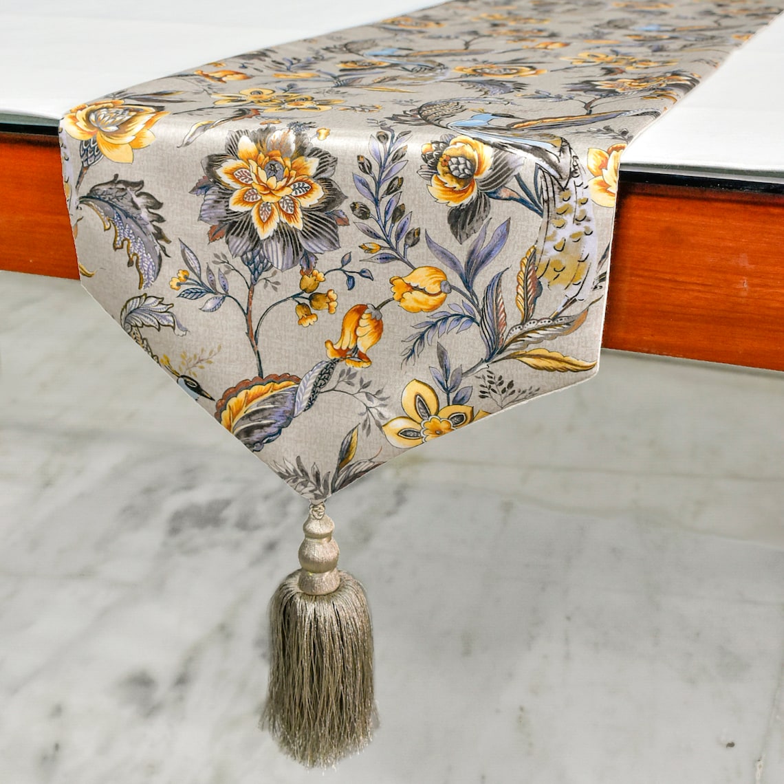 The HomeCentric Decorative Grey Table Runner 8 - 10 Seater Table Runner ...