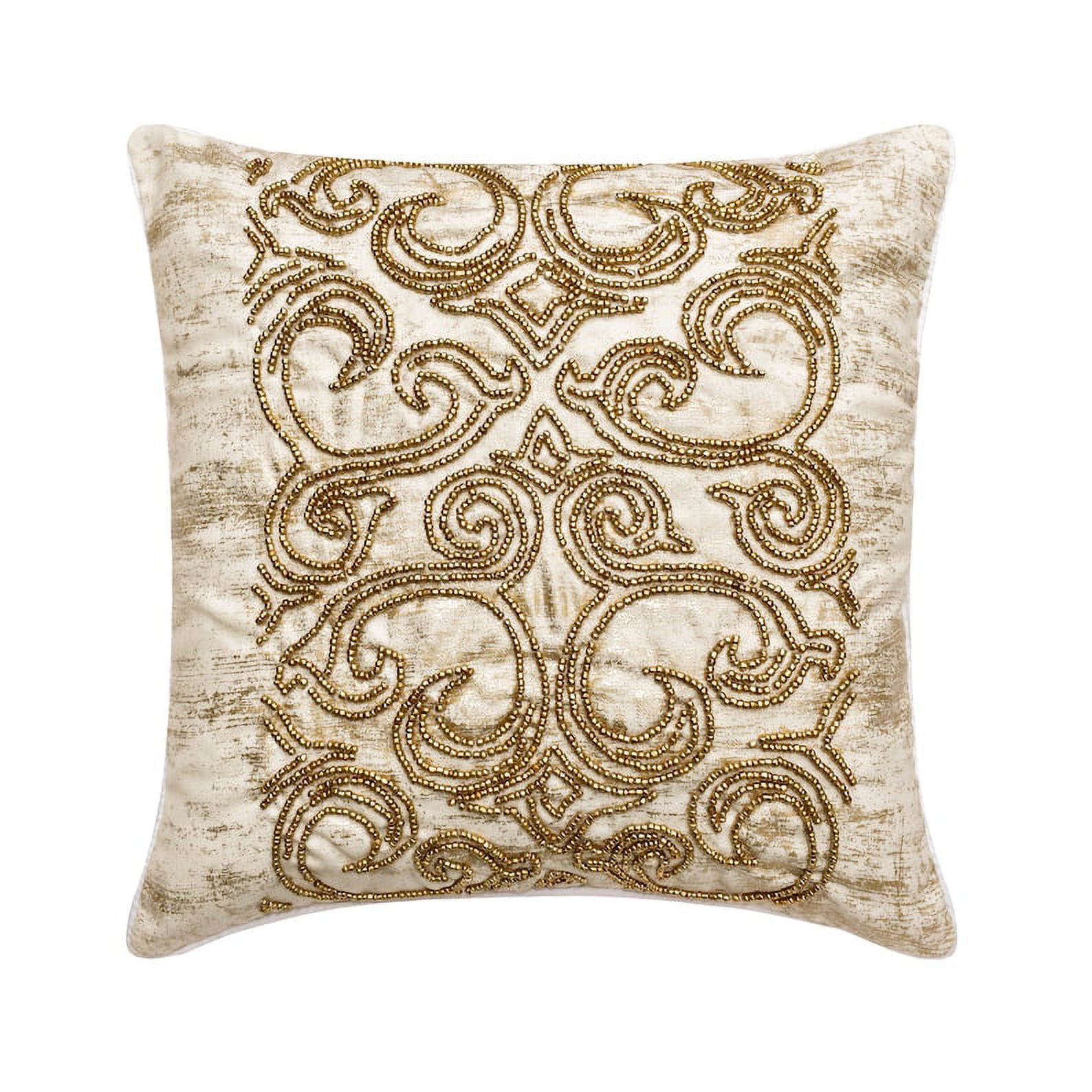 The HomeCentric Decorative White & Gold Pack of 2, 16"x16" (40x40 cm ...