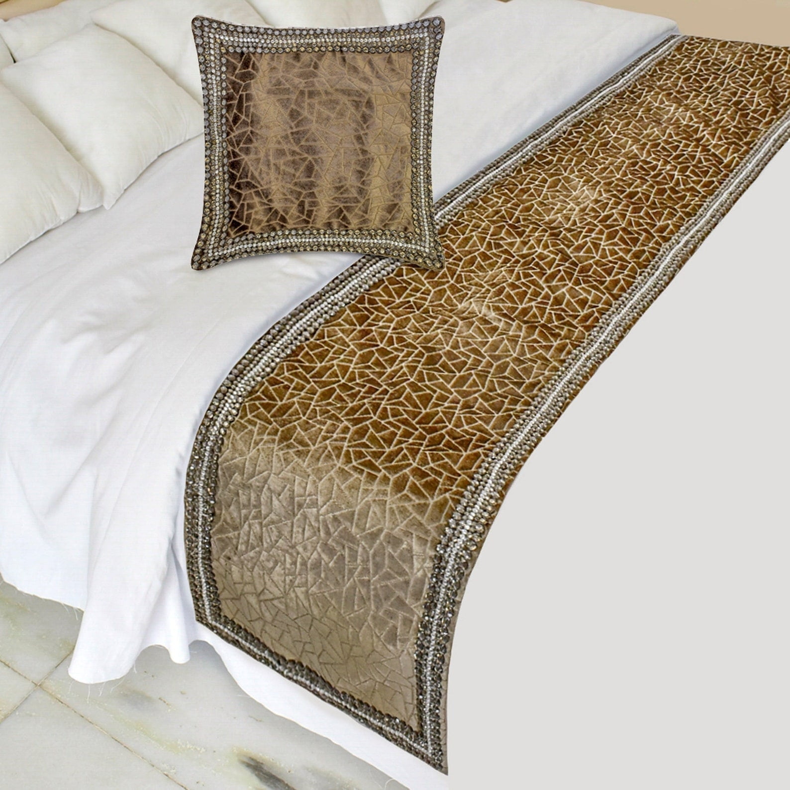 The HomeCentric King / Queen / Twin Brown Decorative Bed Runner Queen ...