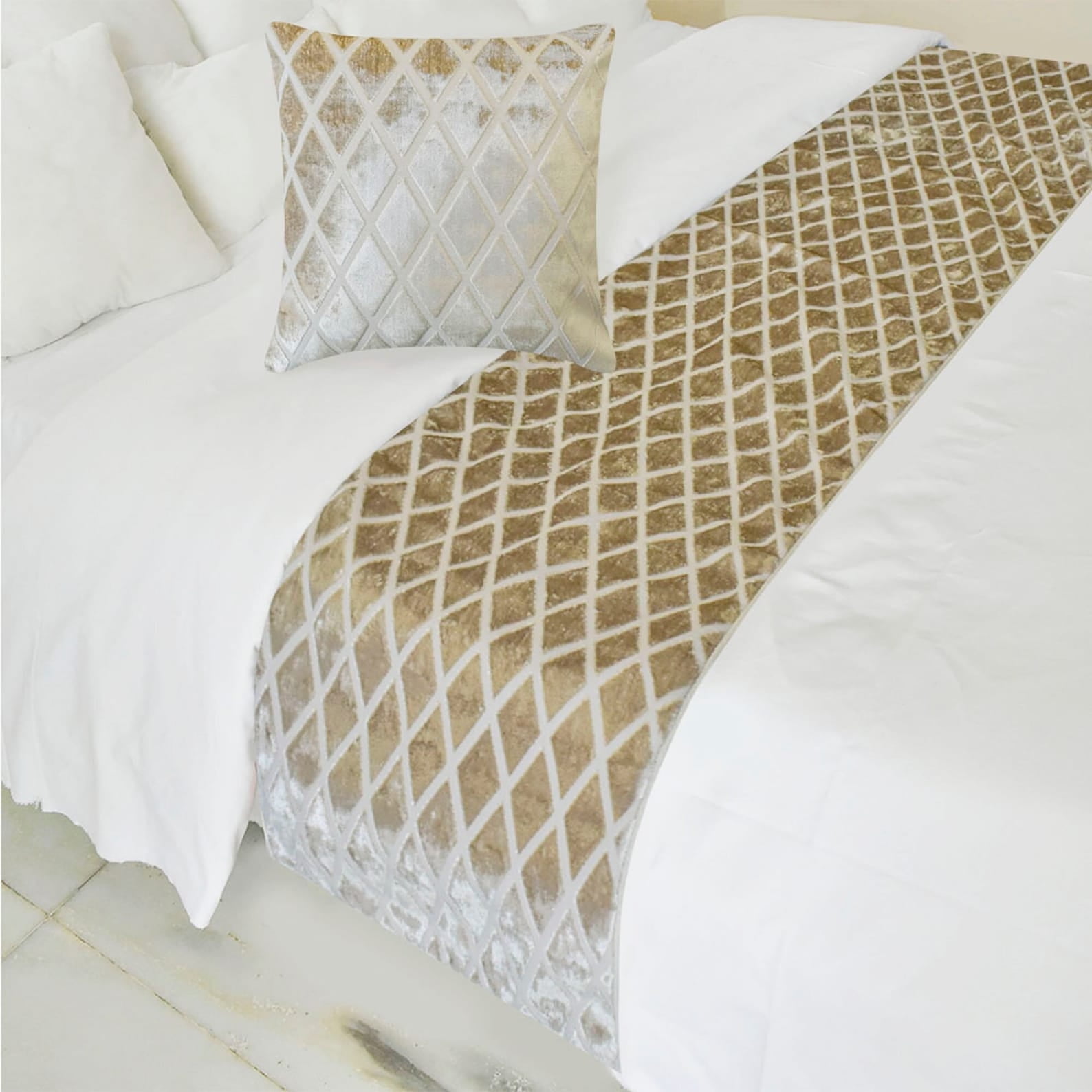 The HomeCentric King / Queen / Twin Ivory Decorative Bed Runner Queen ...