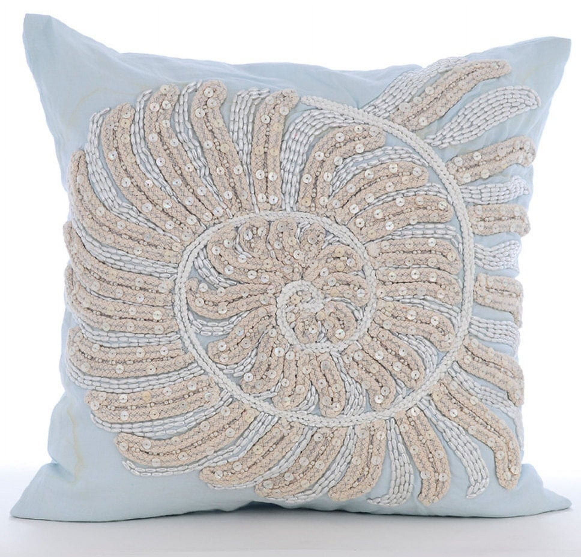 The HomeCentric Light Blue Cushion Cover Beaded & Jute Sea Creatures ...