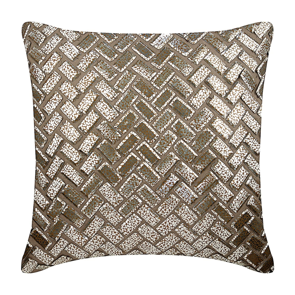 The HomeCentric Mocha Pillow Shams, 3D Metallic Sequins Geometric ...