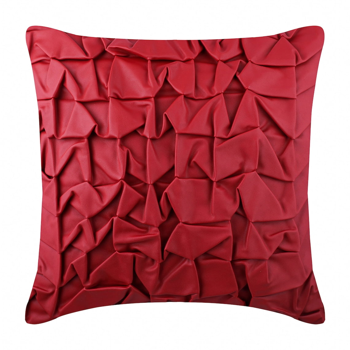 The HomeCentric Pillow Case With Zipper, Red Pillow Shams, Knotted Pintucks Solid Color Pillow ...
