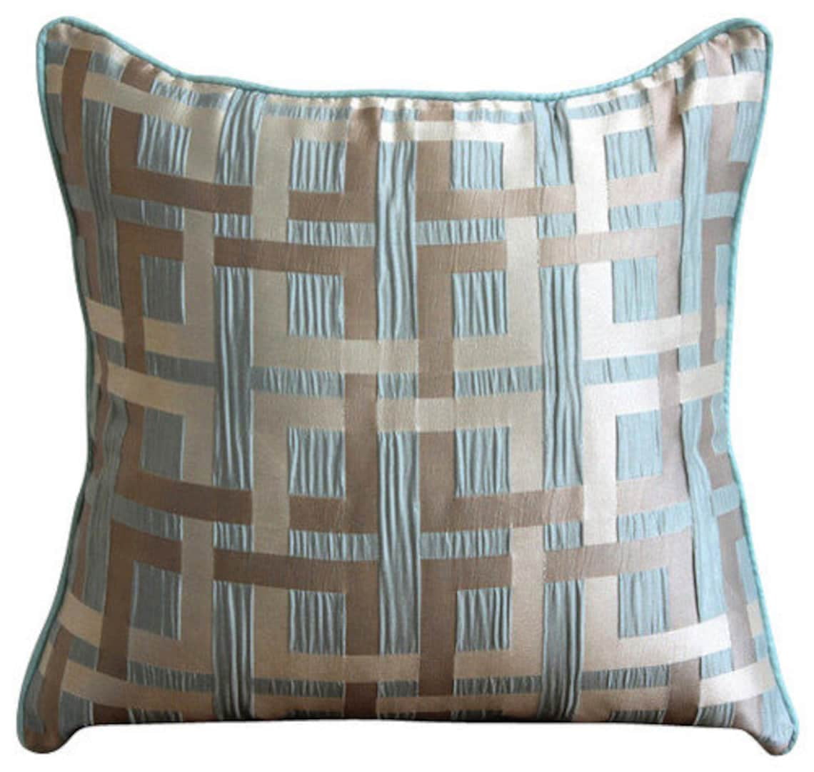The HomeCentric Pillow Cover, Sea Green Throw Pillow Cover, Maze Optic ...