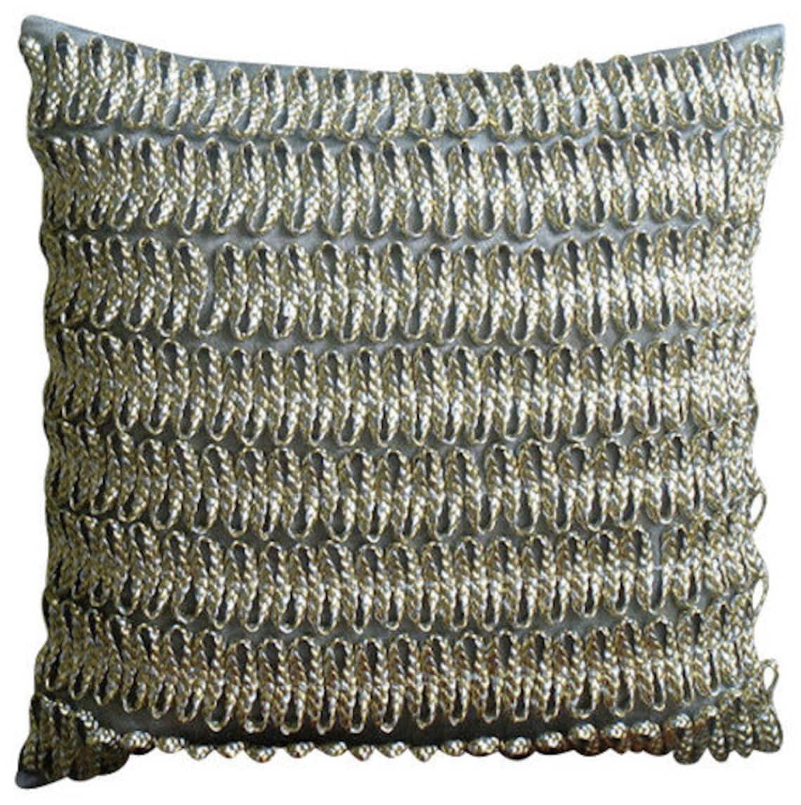 The HomeCentric Silver Pillow Shams 3D Metallic Cord Pillow Sham Pack ...