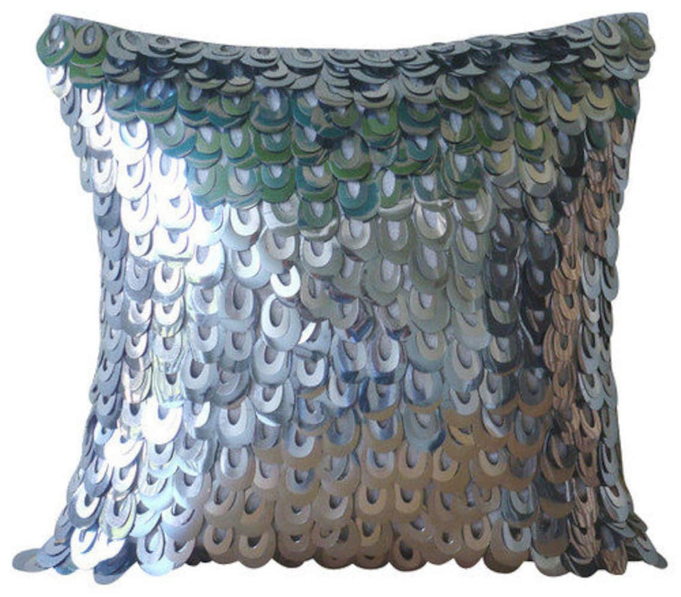 The HomeCentric Silver Pillow Shams, 3D Metallic Sequins Fish Scales ...