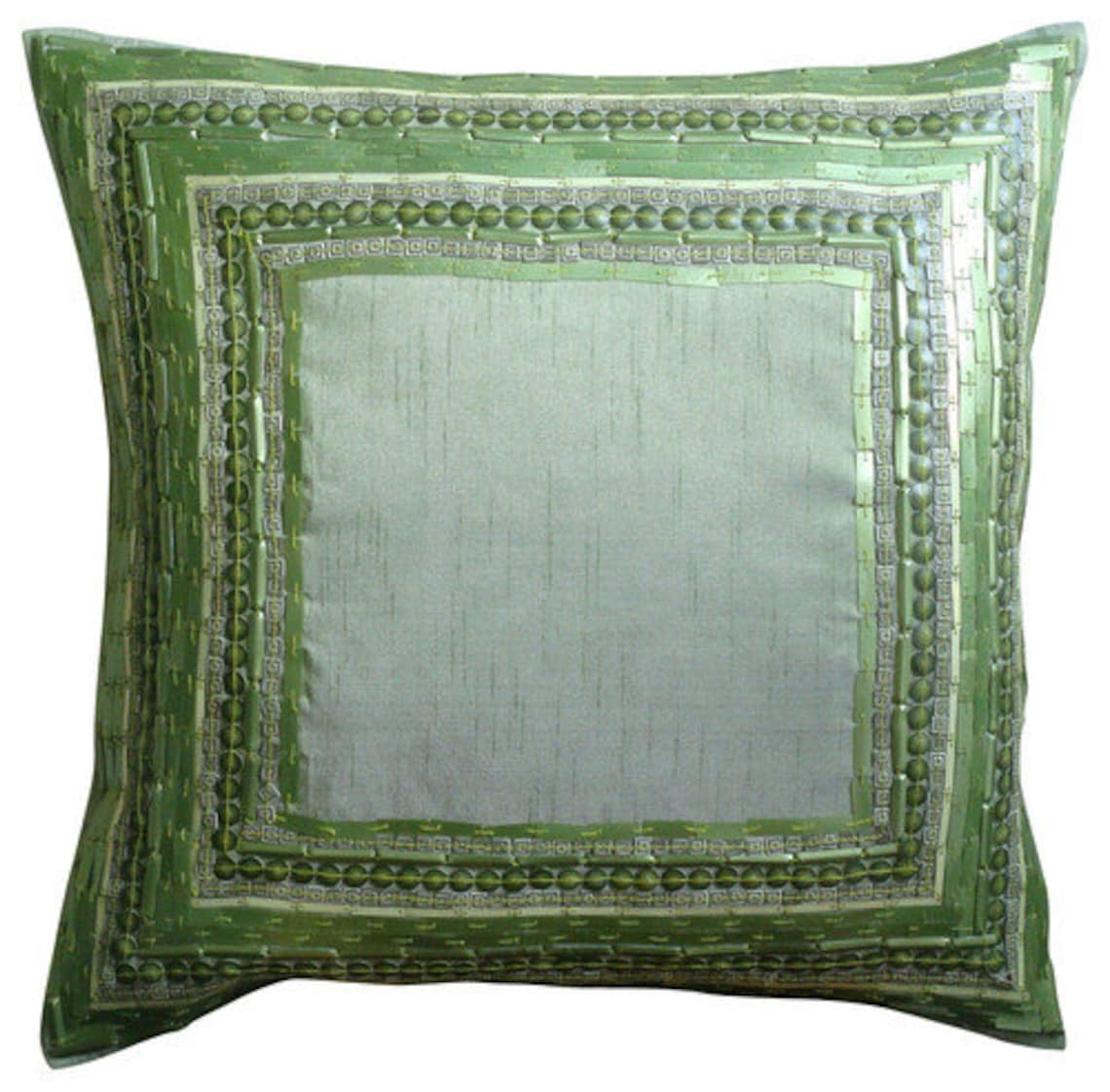 The HomeCentric Sofa Cushion Cover Green Pillow Shams 3D Sequins ...