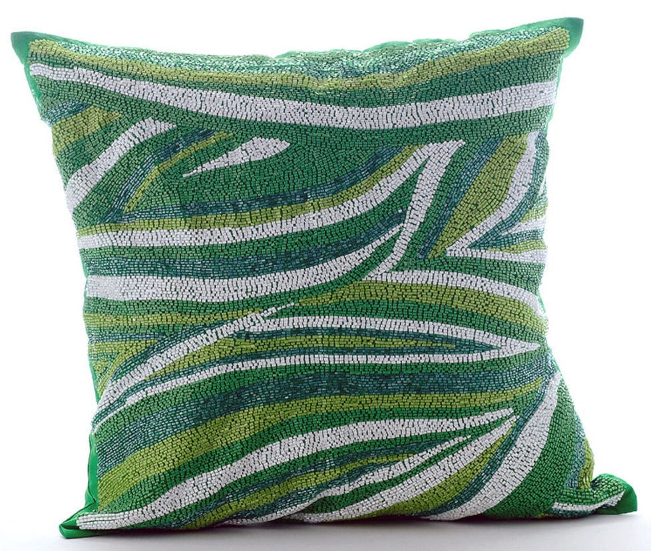 The HomeCentric Throw Pillow Case, Green Shams, Beaded Sea Waves Green ...