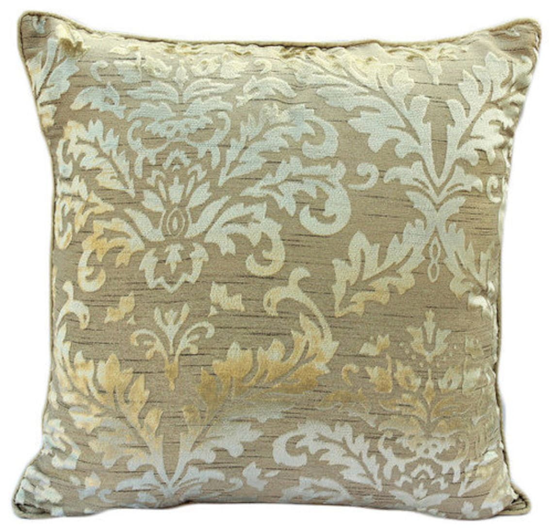 The HomeCentric Toss Pillow Cover, Cream Pillow Shams, Damask Pillow ...