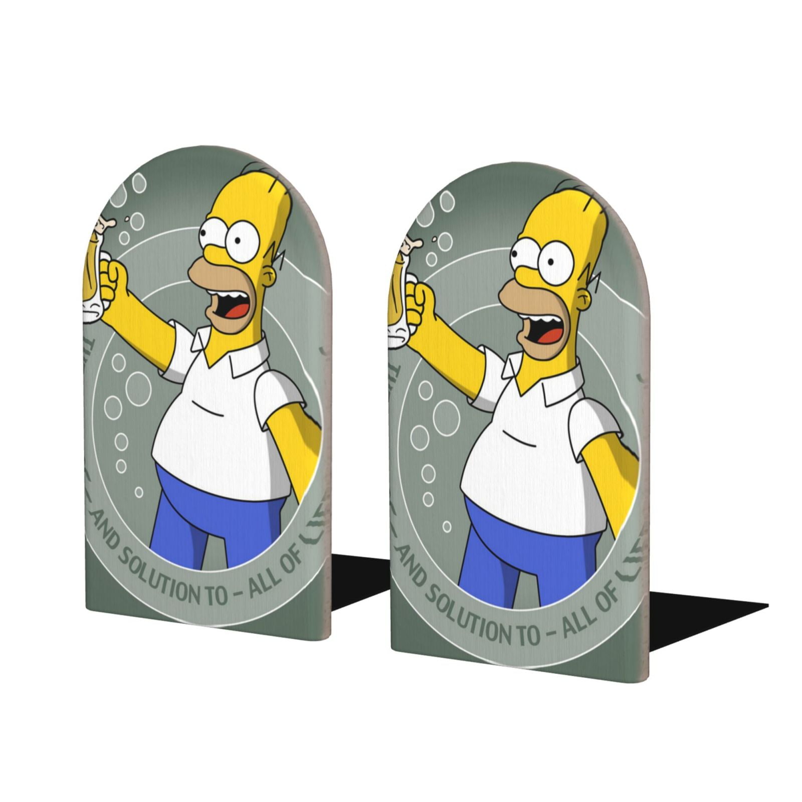 The Homer Simpsons Bookends Wood Book Divider Shelves Non-Skid Book ...