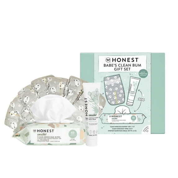Honest Baby's Clean Bum Infant Gift Set includes diapers, wipes, rash ...