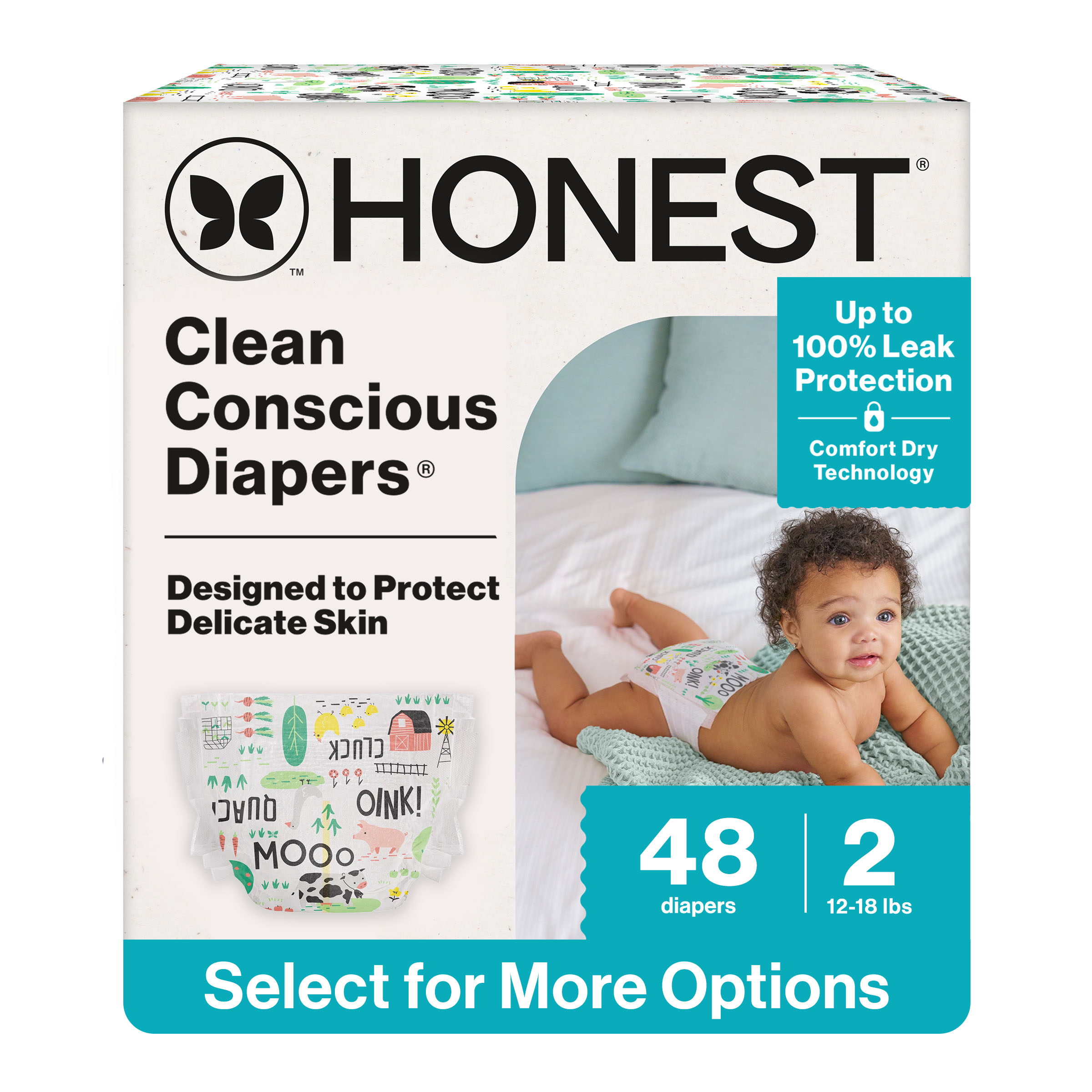 The Honest Company Clean Conscious Baby Diapers Size 2 (12–18 lbs ...