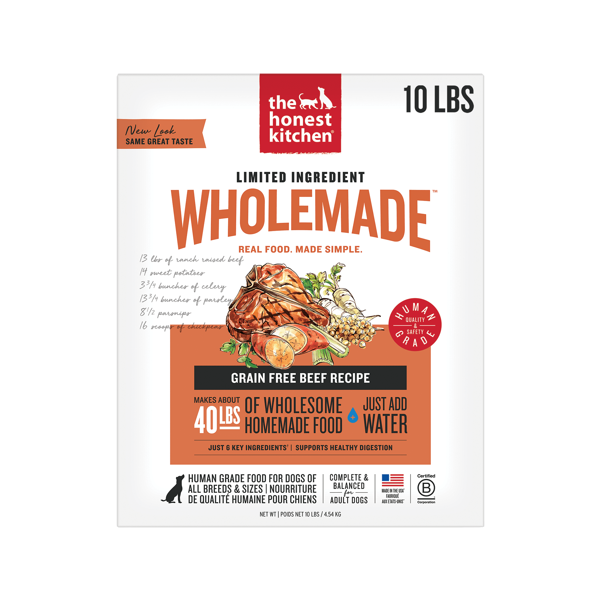 The Honest Kitchen Wholemade Beef, Chicken Wet Dry Dog Food, 10 lbs Box ...