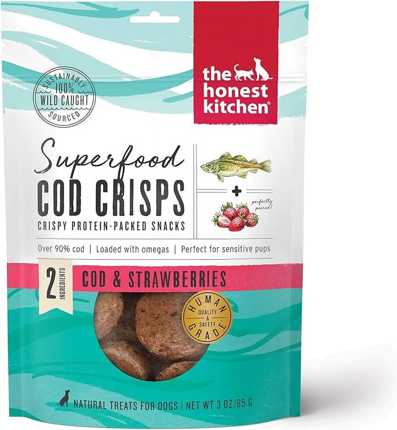 The Honest Kitchen Superfood Cod Crisps: Cod & Strawberry, 3 oz ...