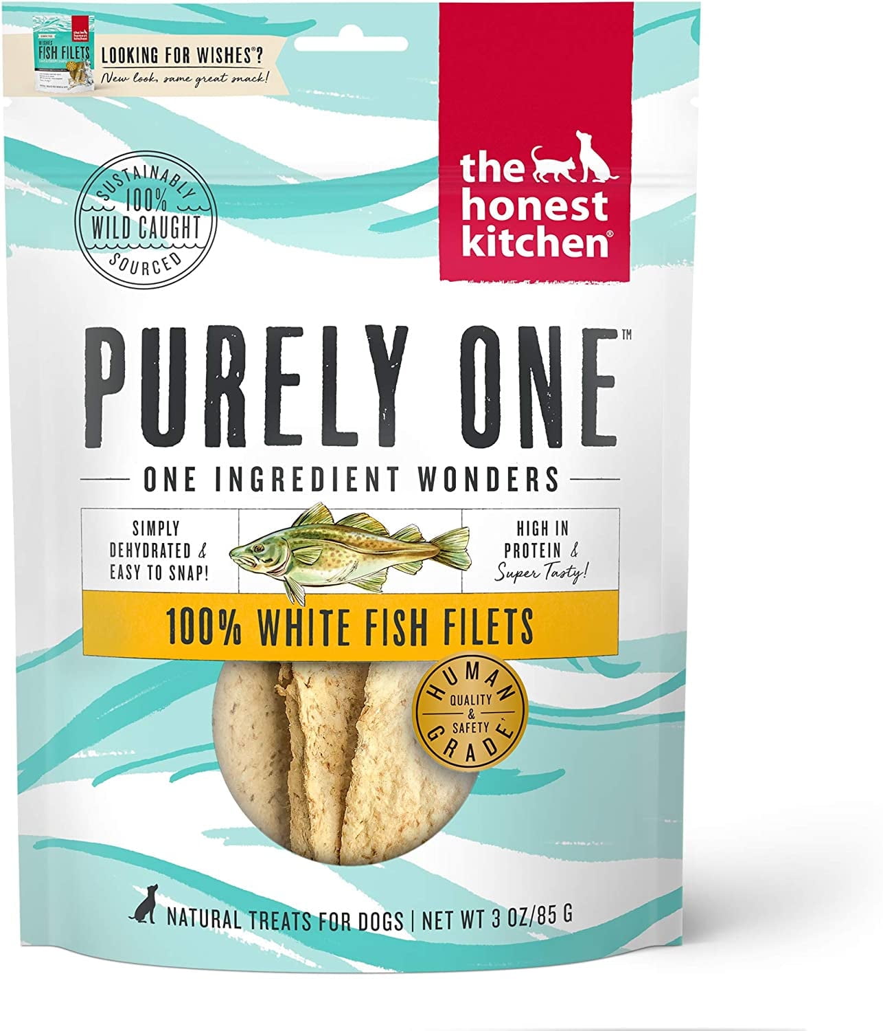 The Honest Kitchen Wishes Fish Filets Dogs & Cats Treats White Fish - 3 ...
