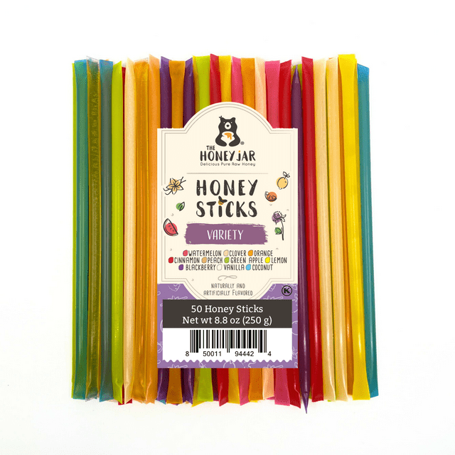 The Honey Jar - Raw Assorted Variety Pack Honey Sticks - 50 Count ...