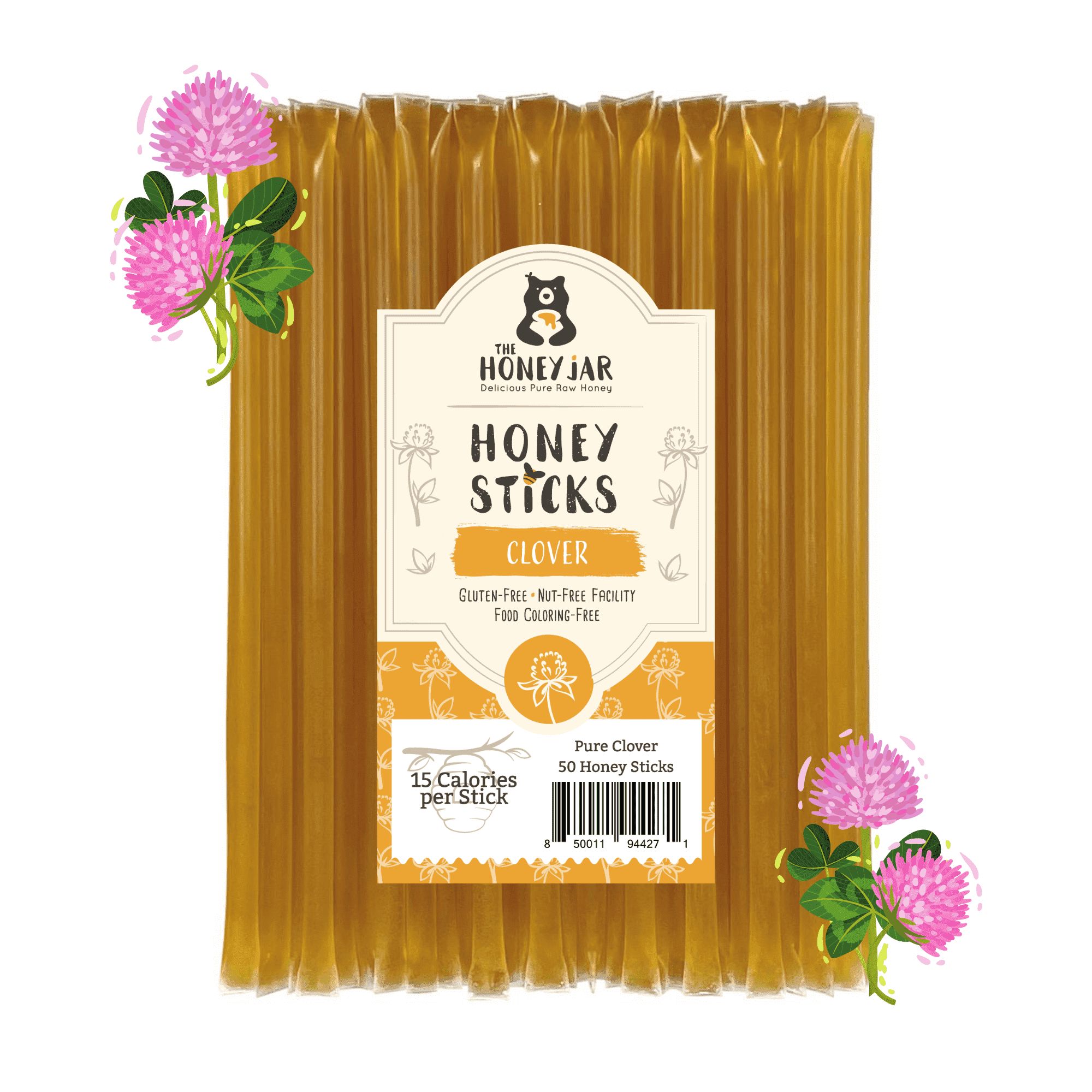 The Honey Jar, Pure Clover Honey Sticks, 50 Count, BPA-Free Straws ...