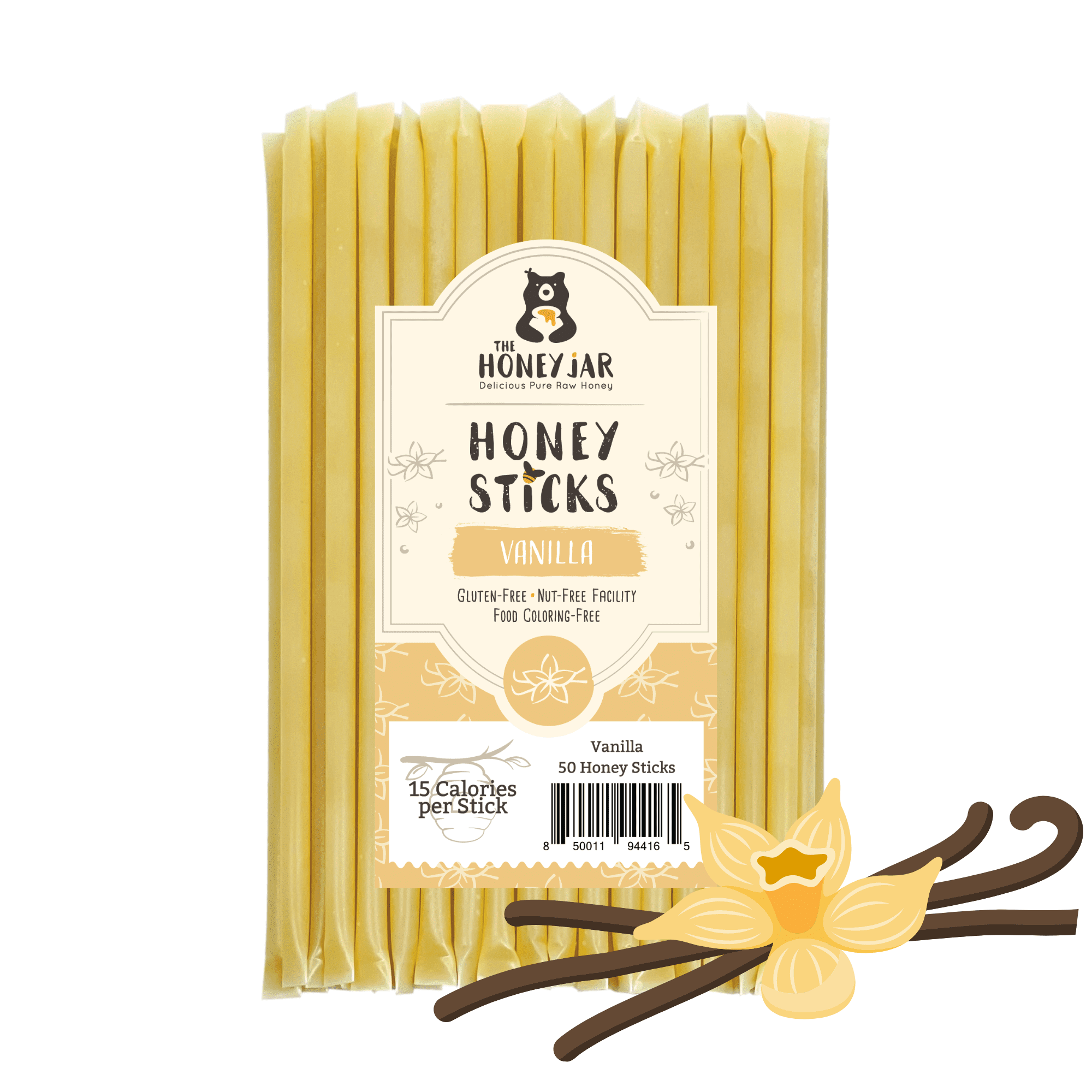 The Honey Jar - Vanilla Naturally Flavored Honey Sticks - 50 Count ...