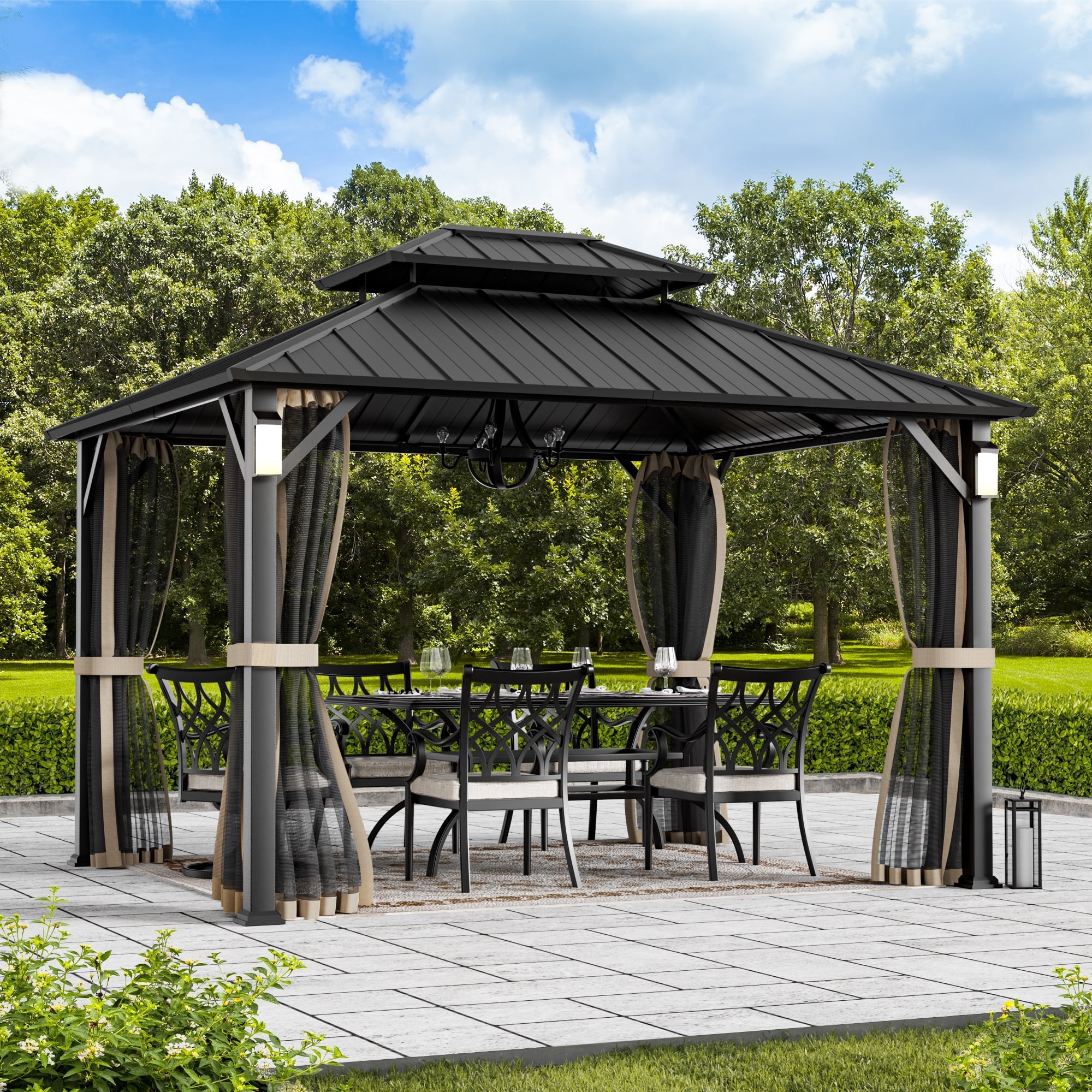 Modern Shade 10'x12' Hard Top Gazebo W/ Solar LED light - Walmart.com