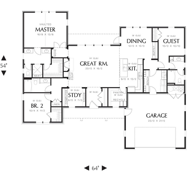 The House Designers: THD-3153 Builder-Ready Blueprints to Build a Ranch ...