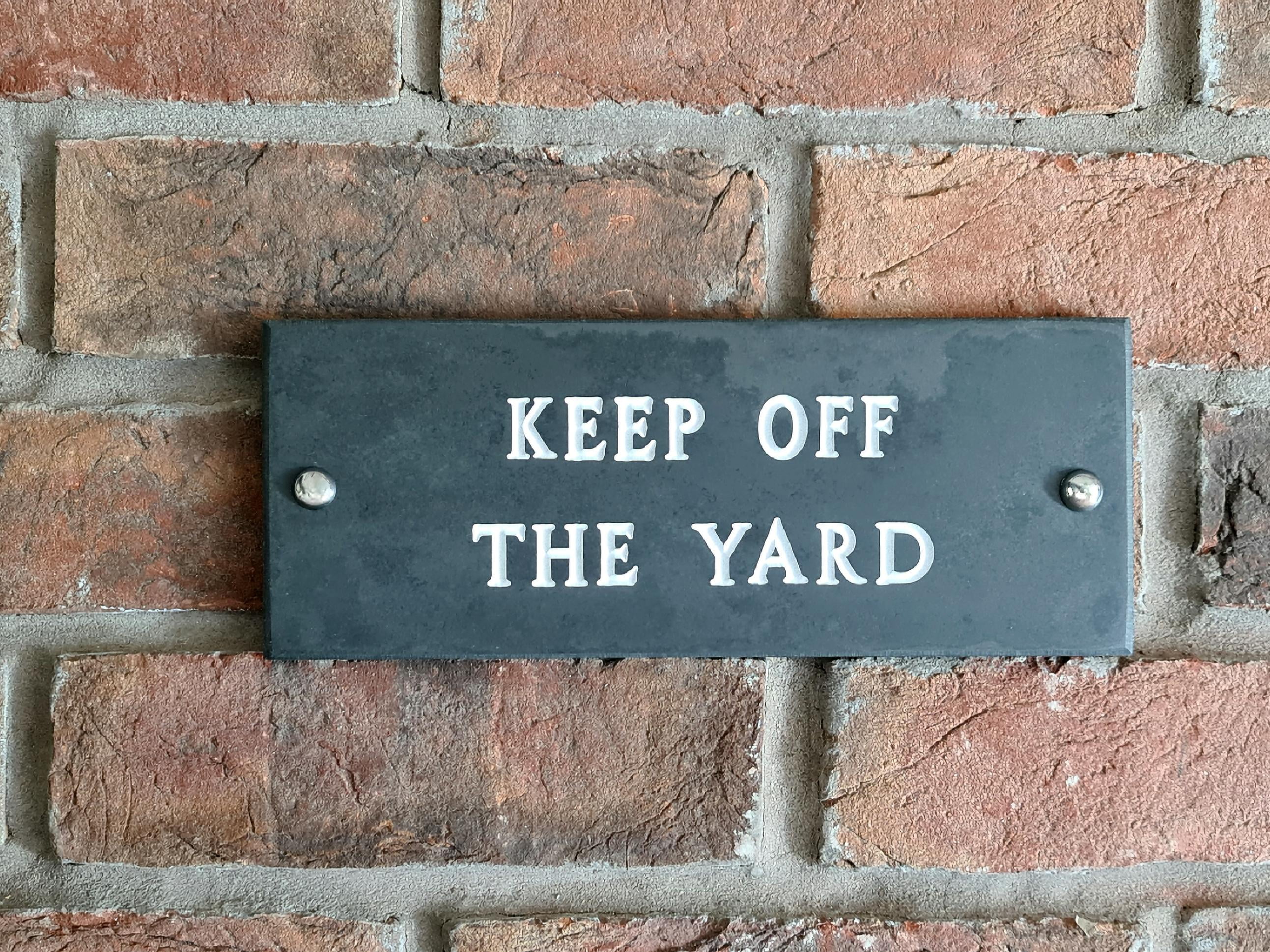 The House Name Plate Company Keep Off The Yard Charcoal Grey slate ...