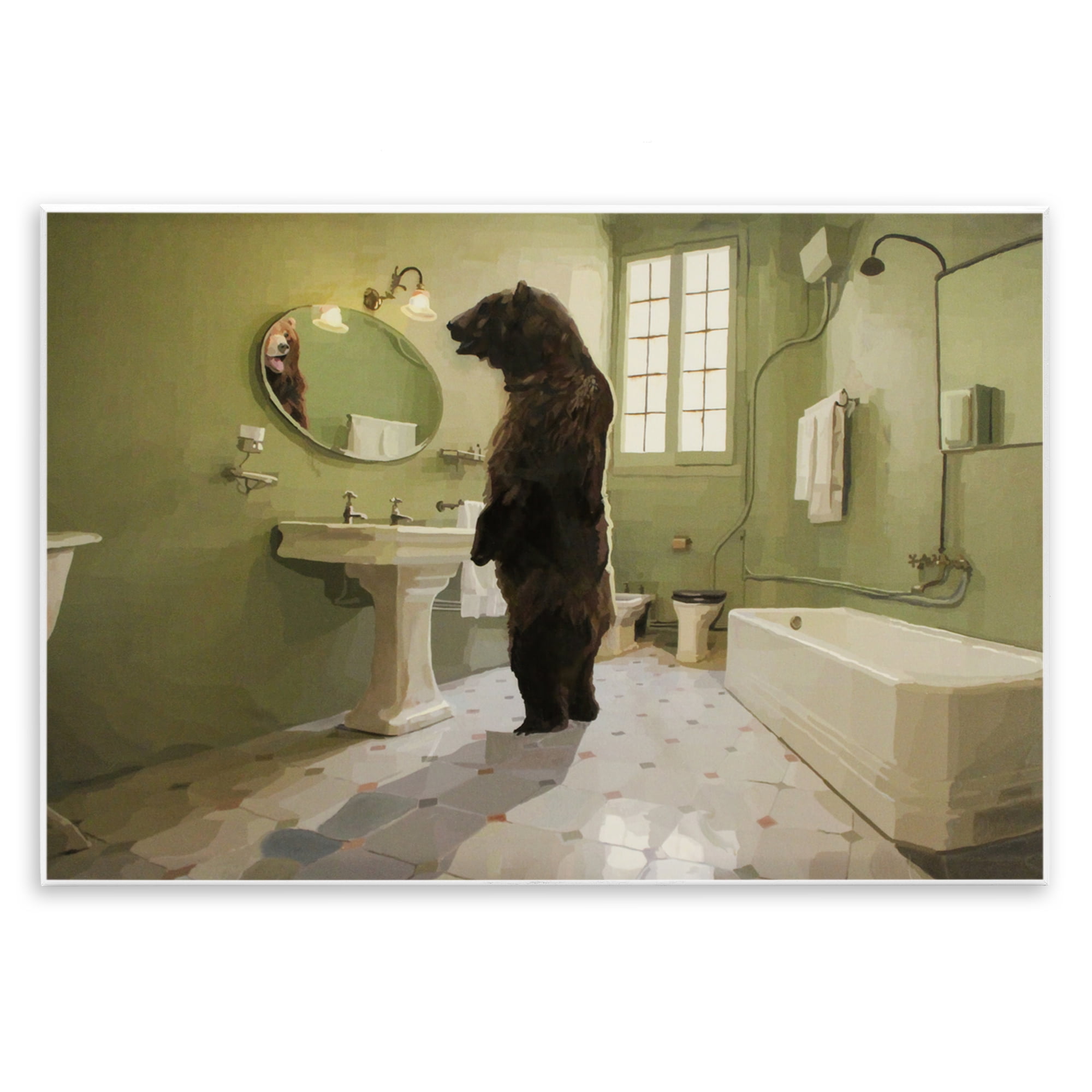 The Houseguest Bear in Bathroom Wall Plaque Art, design by Keith ...