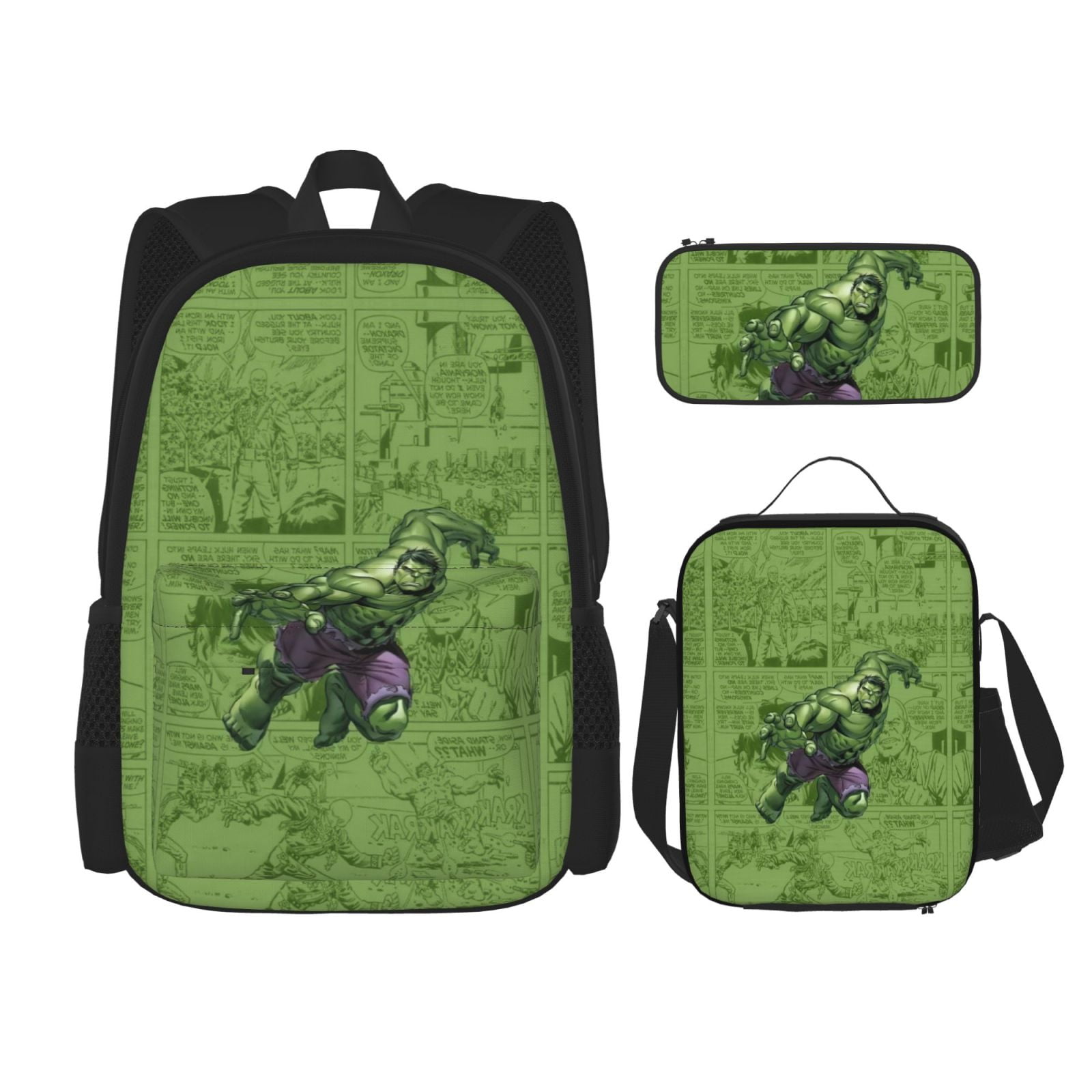 The Hulk Backpack Set 3-Piece , bag with lunch bag & case combination ...