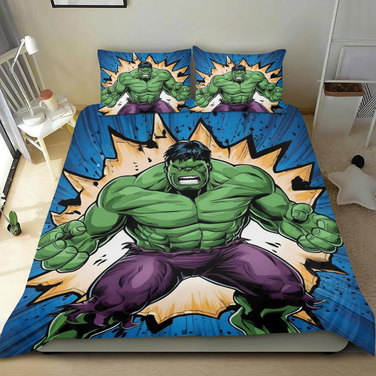 The Hulk Themed Bed Sheet Set Three Piece Set 53x79 Inches Comfortable ...
