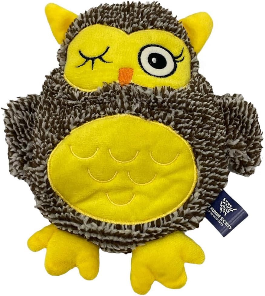 The Humane Society 10" Crinkly Plush Owl Dog Toy Brown/Yellow - Walmart.com