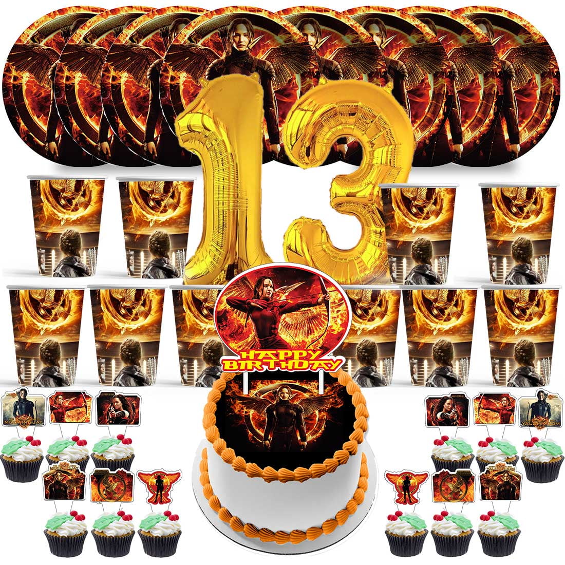 The Hunger Games Birthday 13th Cups Party Supplies Plates Fans ...