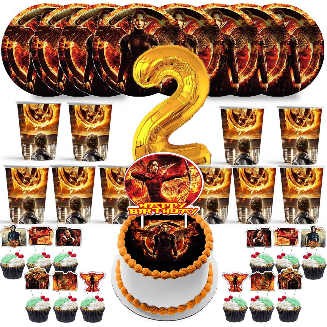 The Hunger Games Birthday 2nd Cups Party Supplies Plates Fans ...