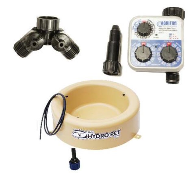 The Hydro Pet Automatic Pet Water Bowl Kit With Timer in Tan 1.05 Gal ...
