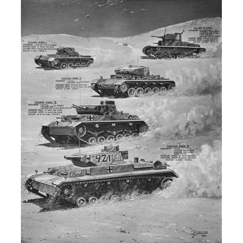 The Illustrated London News 1941. World war II.German and Italian tanks ...