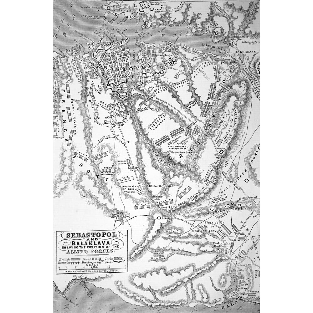 The Illustrated London News Etching From 1854. A Map Showing Position ...