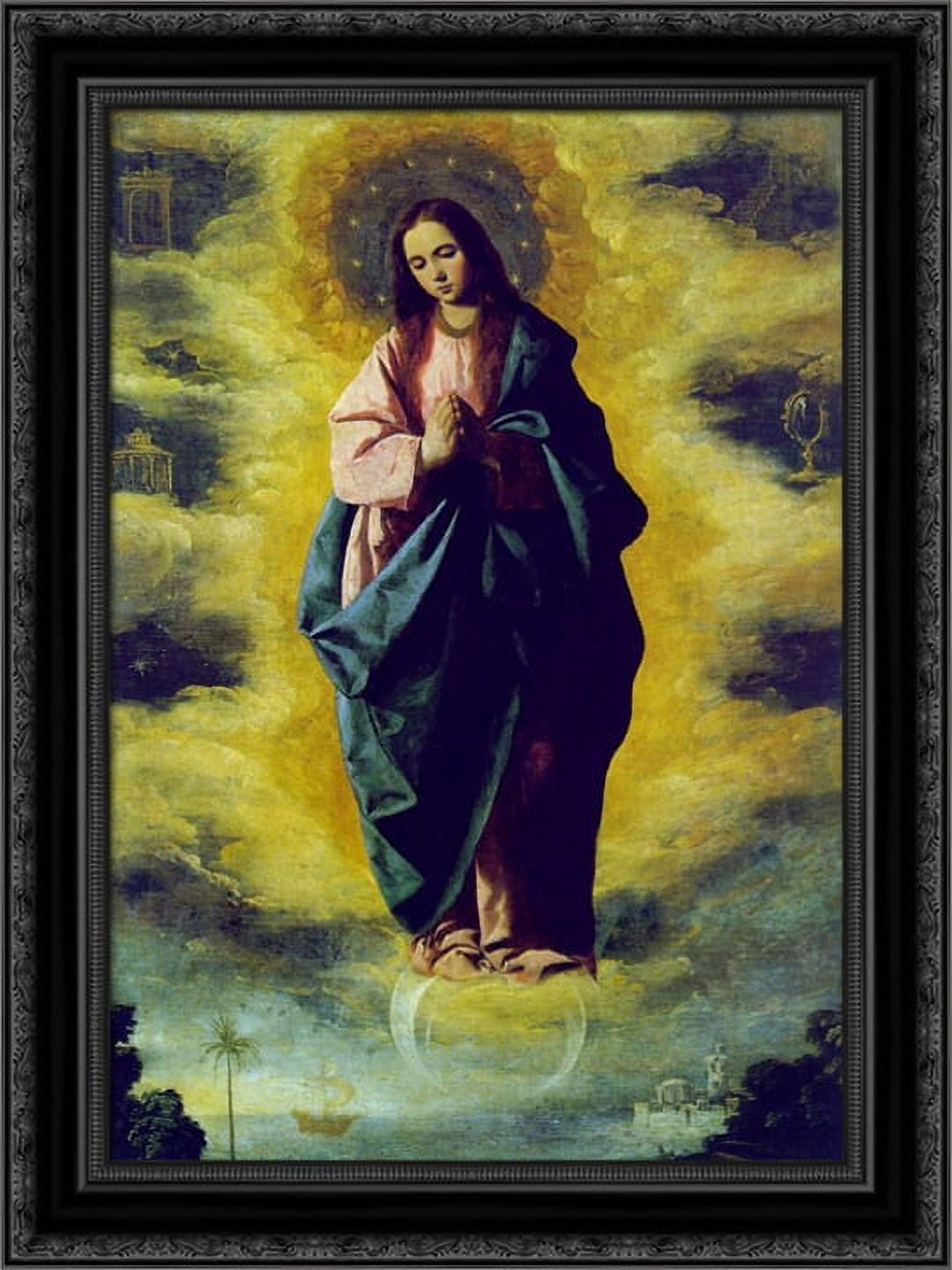 The Immaculate Conception 19x24 Black Ornate Wood Framed Canvas Art by ...