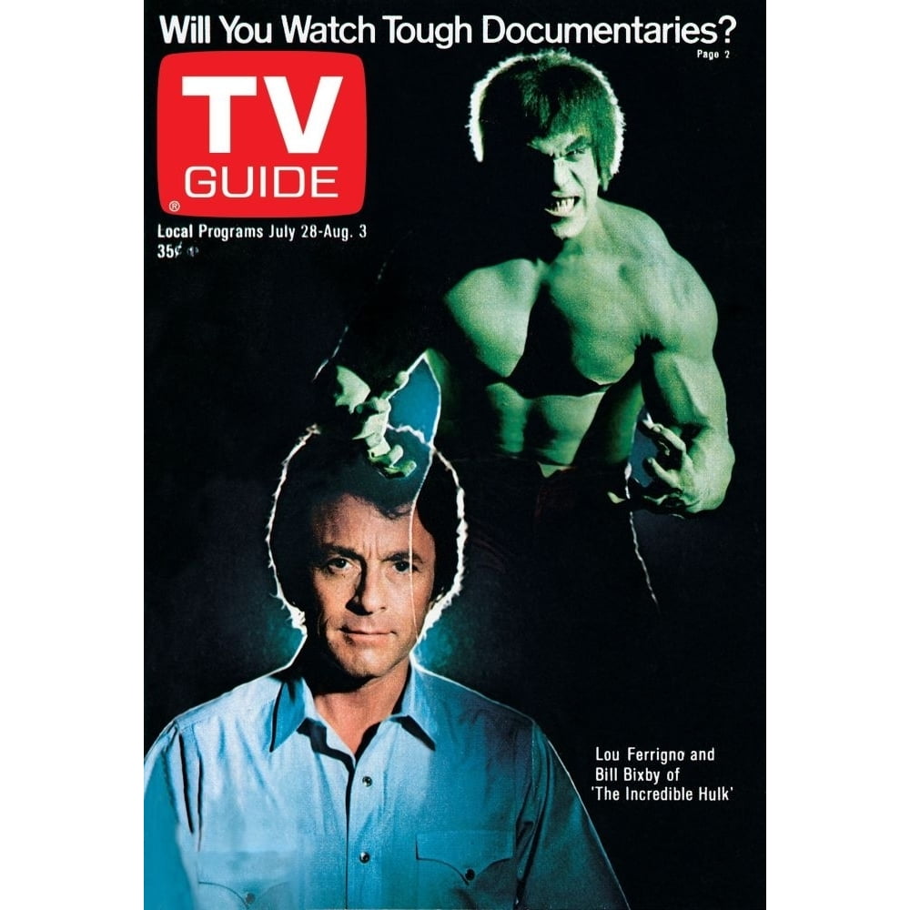 The Incredible Hulk From Left: Bill Bixby Lou Ferrigno Tv Guide Cover ...