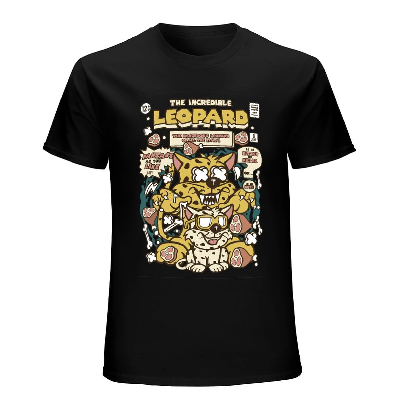 The Incredible Leopard Vintage T-shirt Mens Cotton Classic Crewneck ...