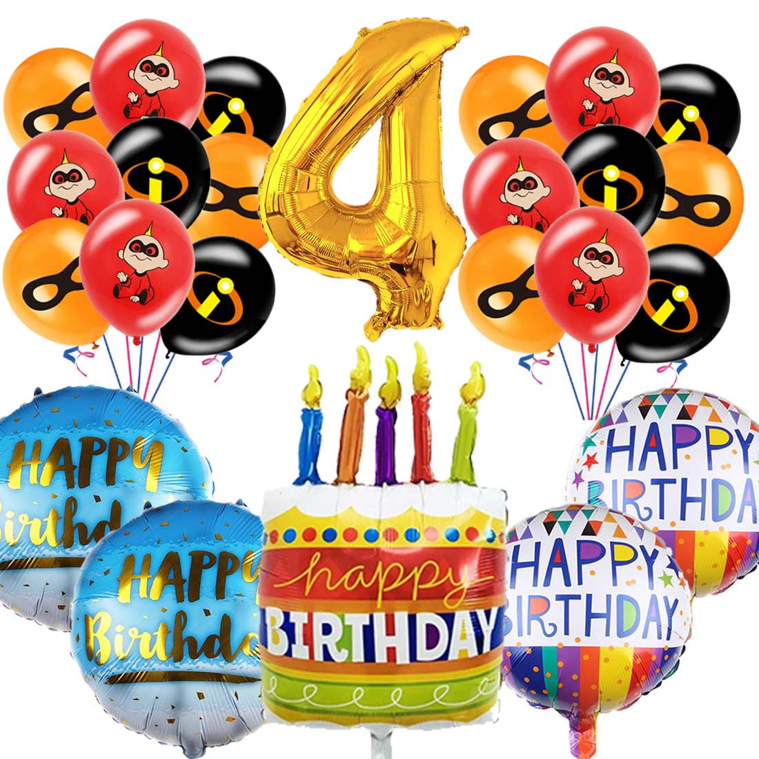The Incredibles Balloons Party Supplies 4th Big Number Decorations ...