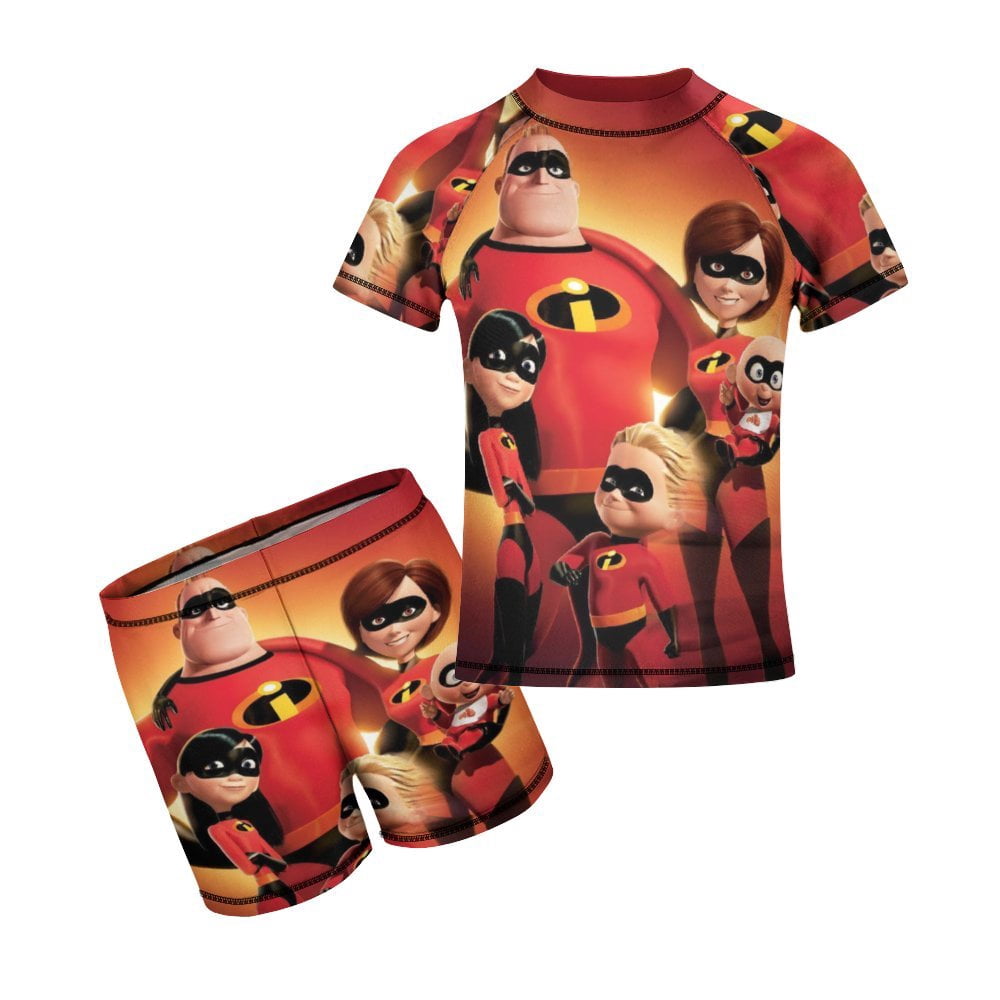 The Incredibles Boys 2-Piece Swimsuit Set, Short Sleeve Rash Guard ...