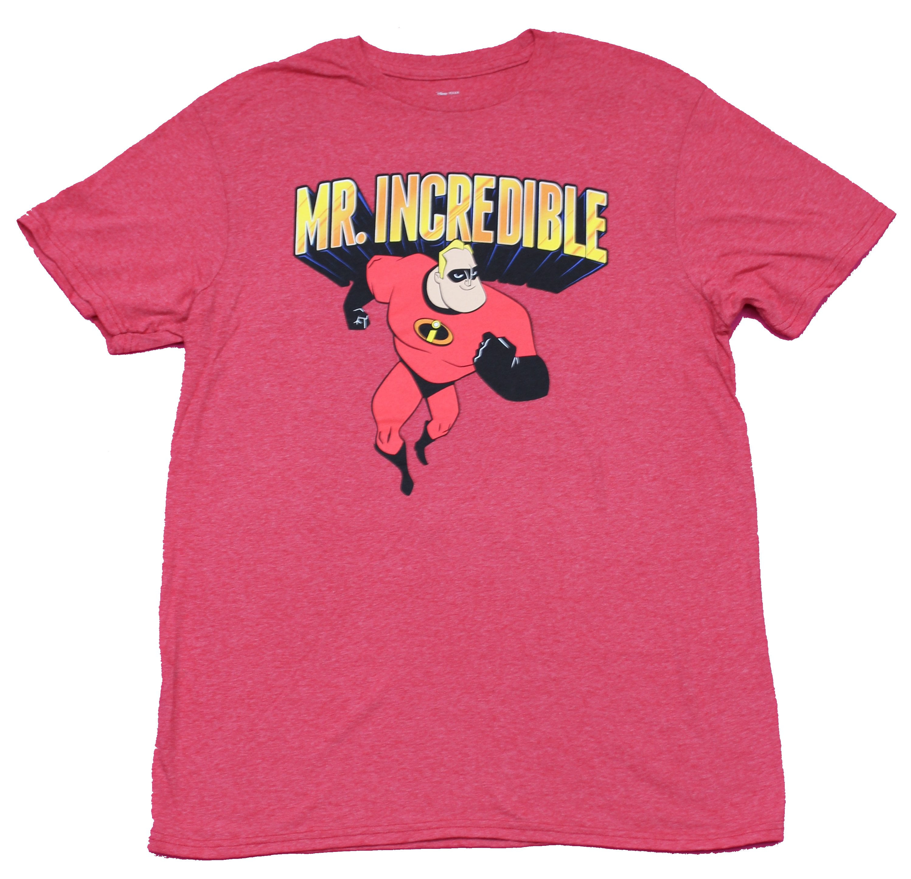 The Incredibles Mens T-Shirt - Running Mr. Incredible Under Name Logo ...
