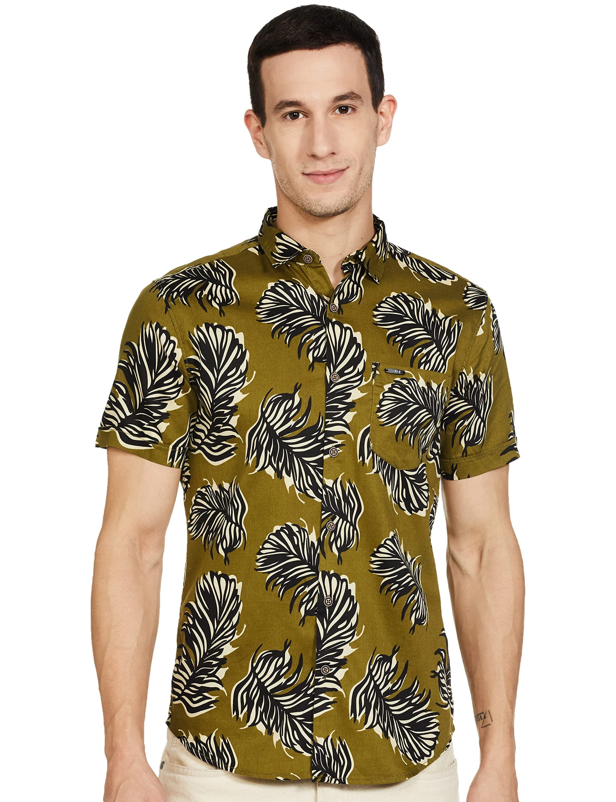 The Indian Garage Co Adult Men'S Regular Fit Shirt (0921-Sh114-01_Green ...