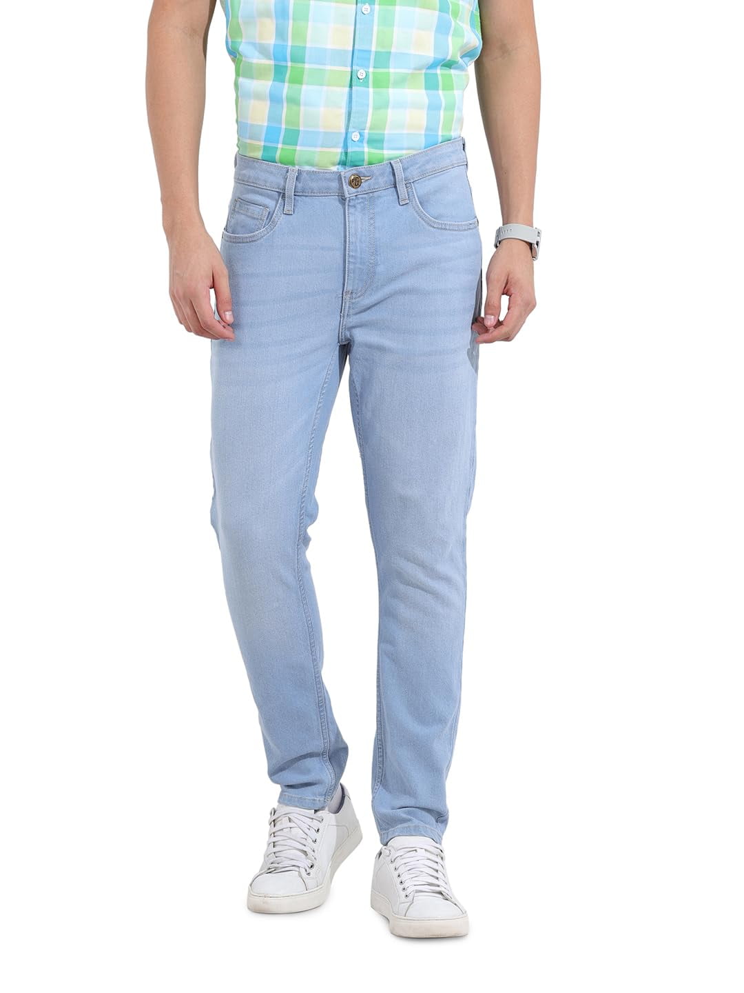 The Indian Garage Co Men Slim Fit Solid Mid-Rise Stretchable Jeans ...
