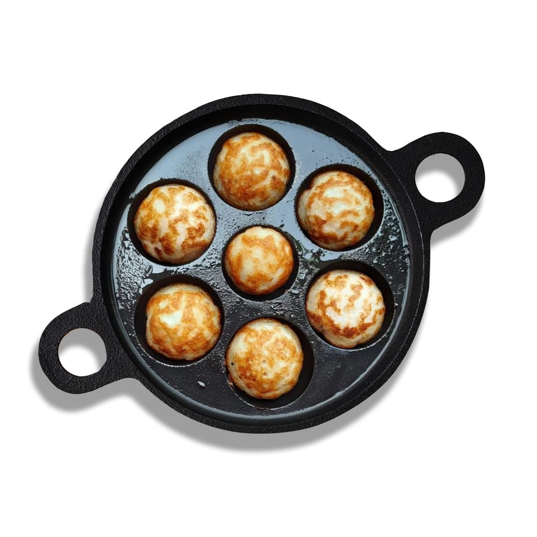 The Indus Valley Super Smooth Cast Iron Paniyaram Pan | 7Pit, 19Cm/7.4 ...