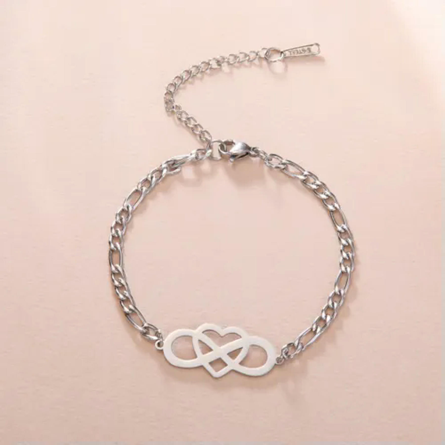 The Infinity Symbol Bracelets Men Women Stainless Steel Figaro Chain ...
