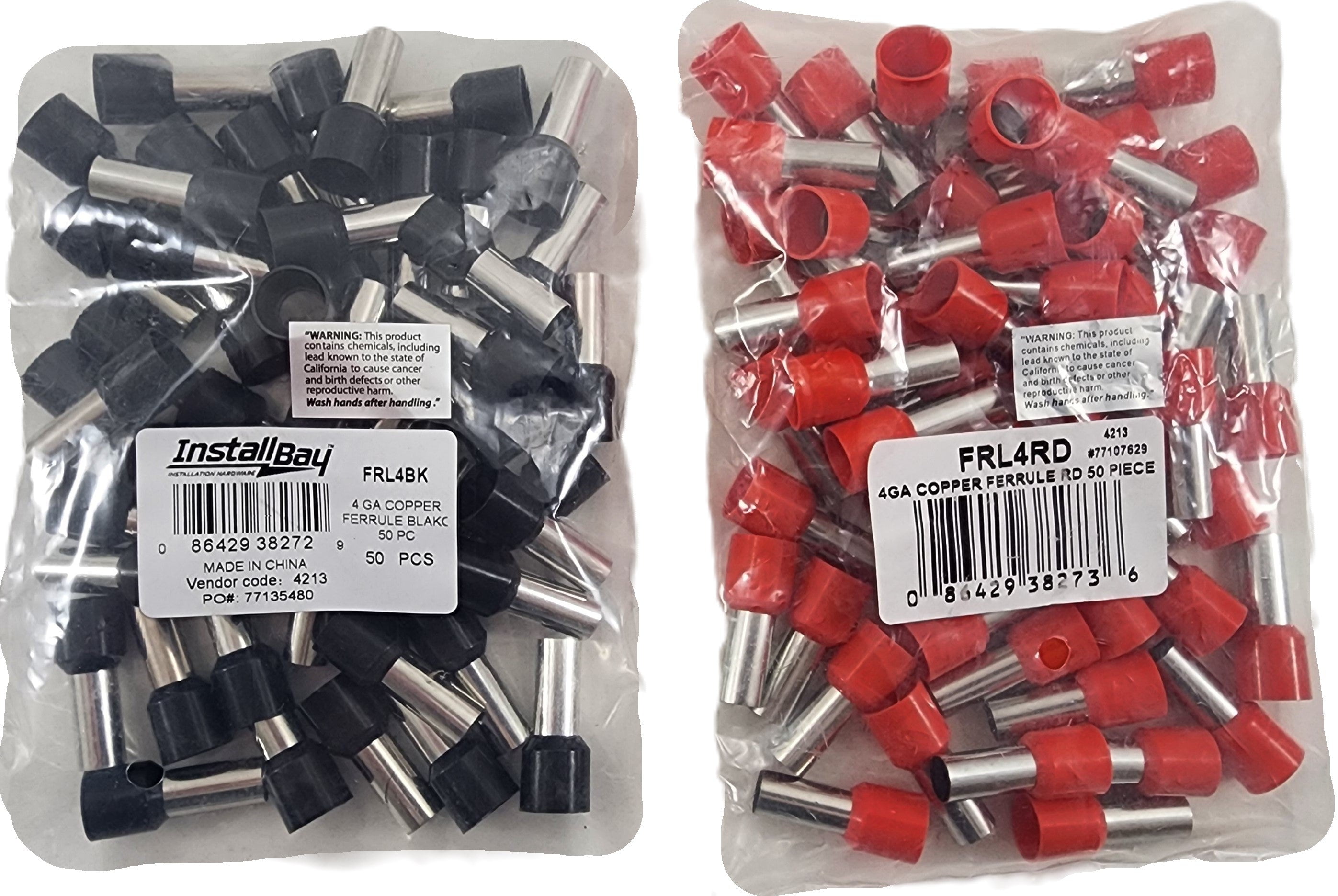 The Install Bay FRL4 Black and RED Barrel 4 AWG Copper Ferrules - 50 ...